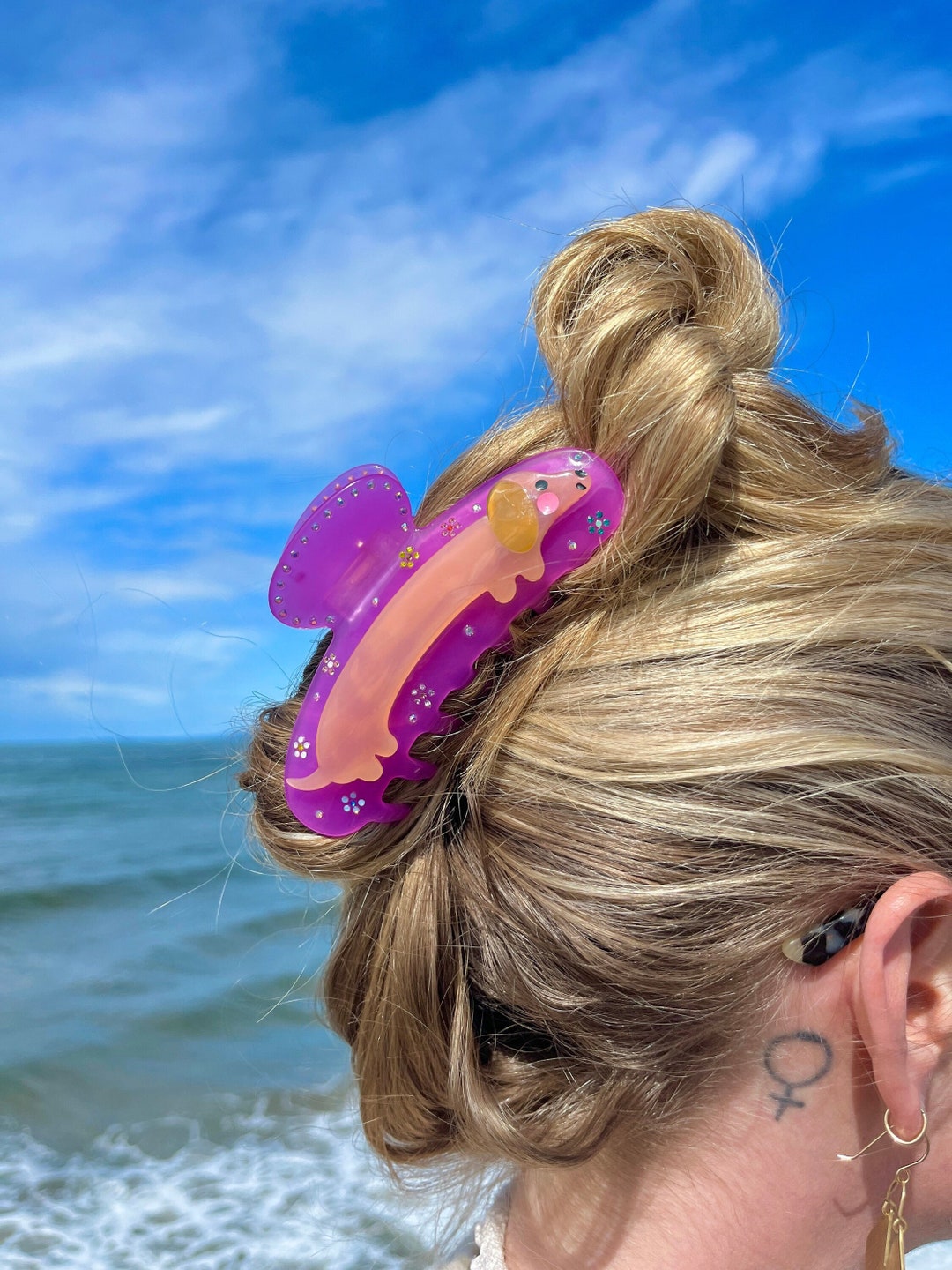 The Flower Dachshund Cellulose Acetate Hair Clip-fun Hair Claw Clip ...