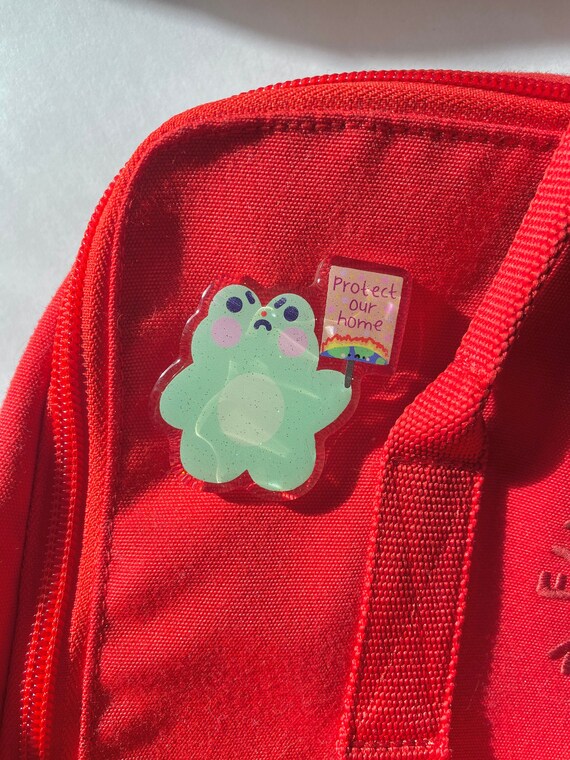 Climate Change Acrylic Pin-kawaii Frog Pinclimate Change - Etsy