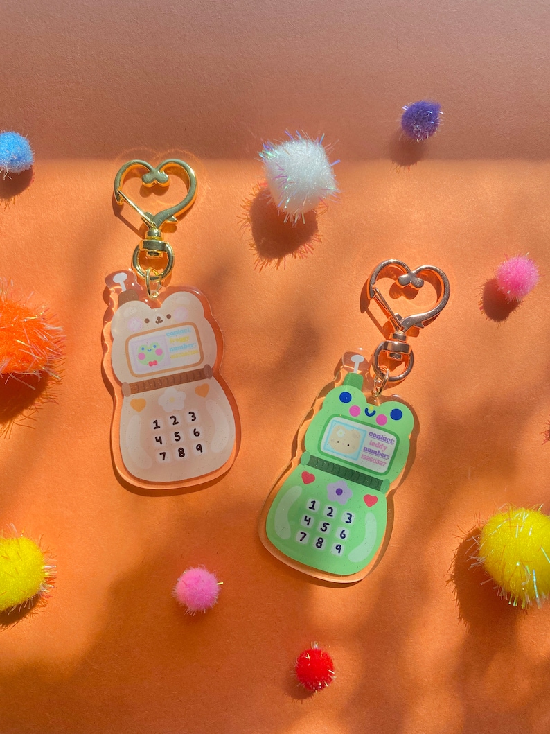 Froggy Flip Phone Acrylic Keychain-acrylic Keychaincute Frog - Etsy