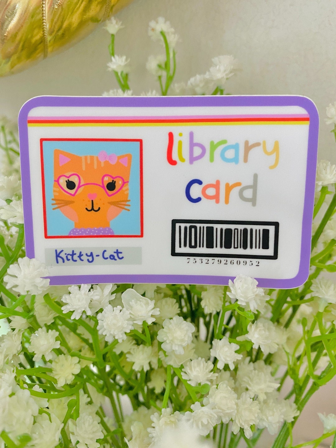 Kitty-cat Library Card Sticker // Cute Cat Sticker, Funny Cat Sticker ...