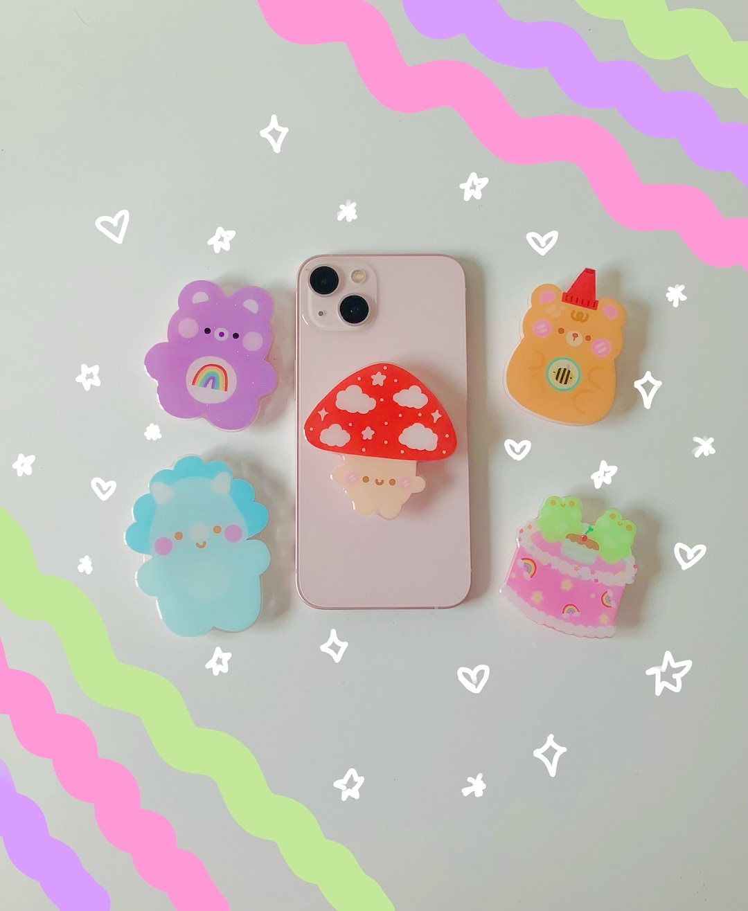Cute Phone Griptok-cute Phone Holder,kawaii Phone Holder,pretty Phone ...