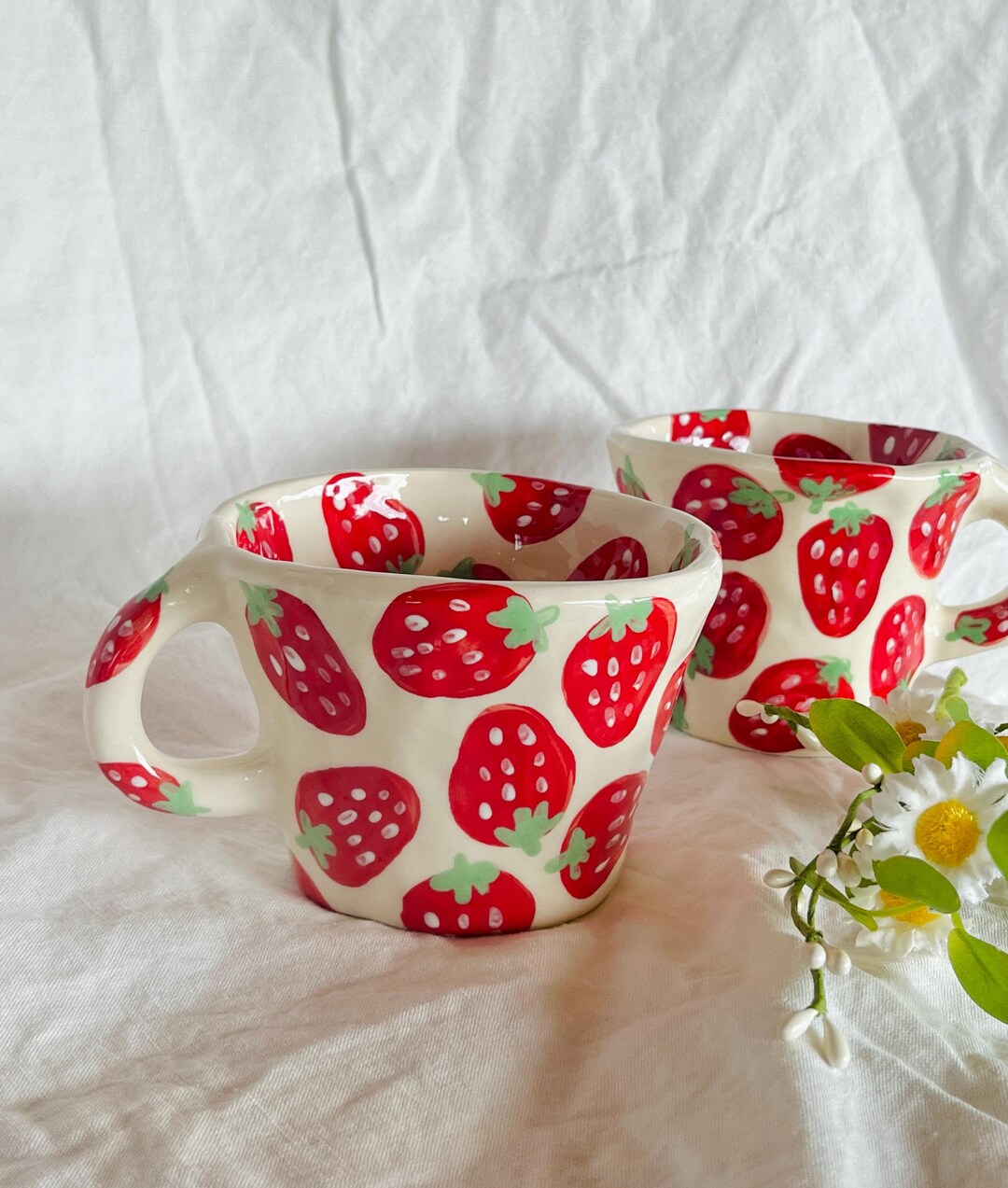 Preorder:strawberries Forever Handmade Ceramic Mug-clay Mug Handmade ...