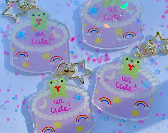 Frog Cake Keychain//cute Acrylic Keychain,illustrated Keychain,cute ...