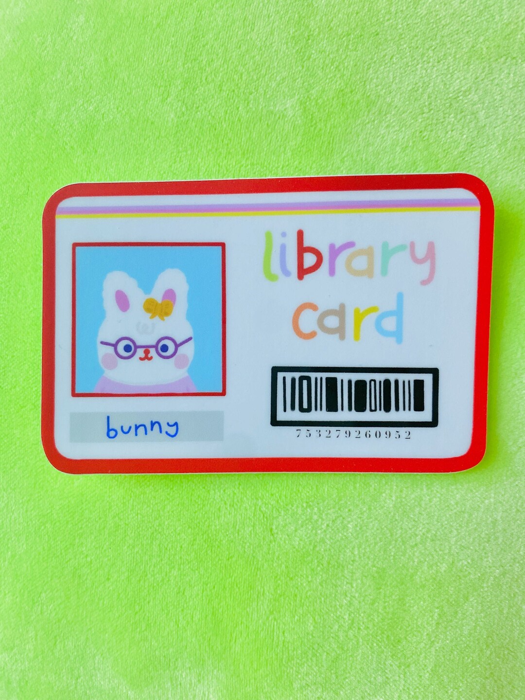 Bunny Library Card Sticker //cute Bunny Sticker,funny Bunny Sticker ...