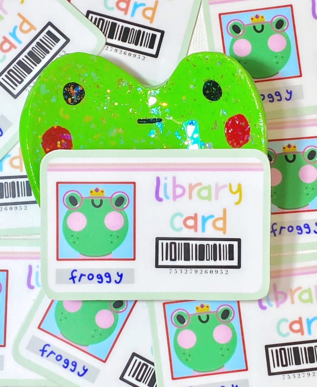 Froggy Library Card Sticker // Weatherproof, Die Cut, Fun, Colorful ...