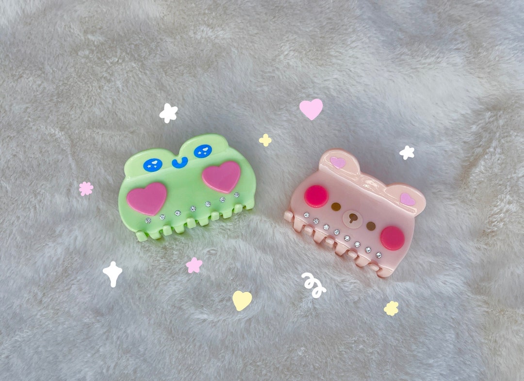 Froggy and Beary Hair Clips-acetate Hair Claw,cute Hair Claw,kawaii ...