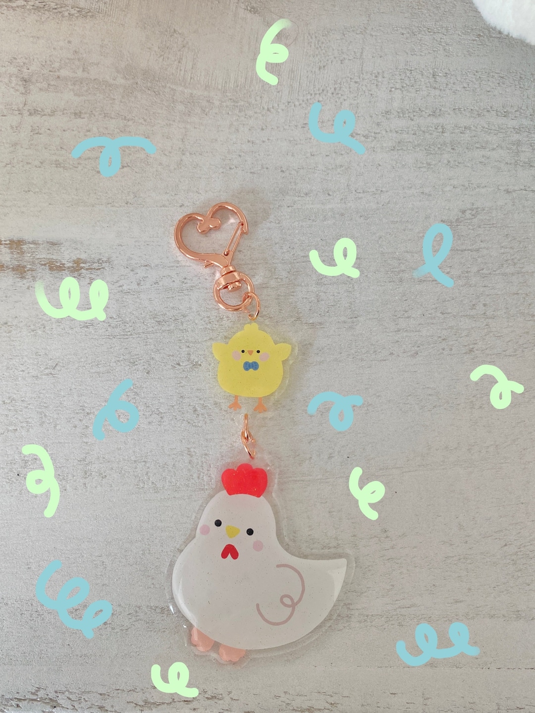 Cute Hen and Chick Cute Acrylic Keychain,cute Chicken Keychain,cute ...