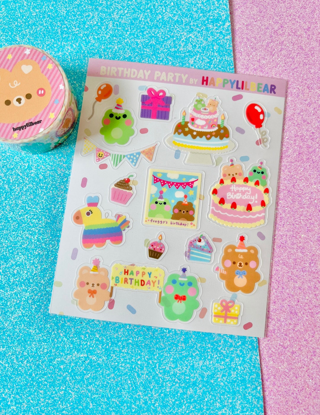 Birthday Party Sticker Sheet-cute Sticker Sheet-bear Sticker Sheet ...