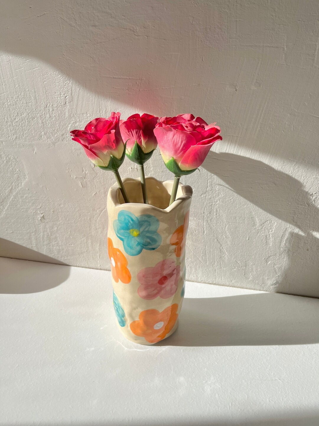 Handmade Ceramic Flower Power Vase cute Vase-handmade Vase-handpinched ...