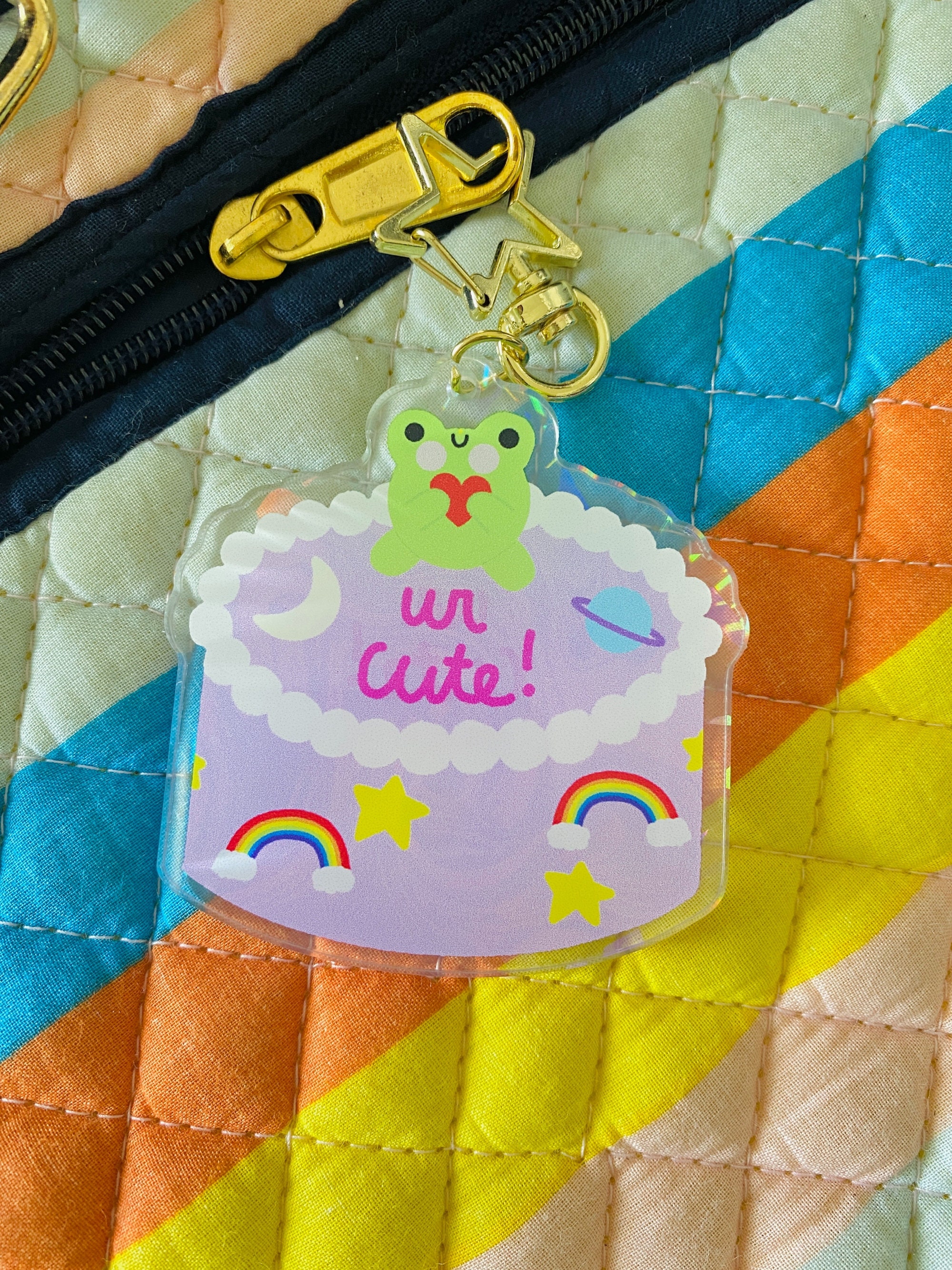 Frog Cake Keychain//cute Acrylic Keychainillustrated - Etsy