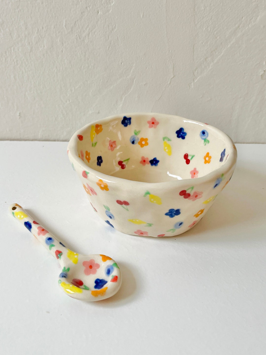 PREORDER: Dainty Fruit Handmade Ceramic Bowl W/ Matching Spoon-handmade ...