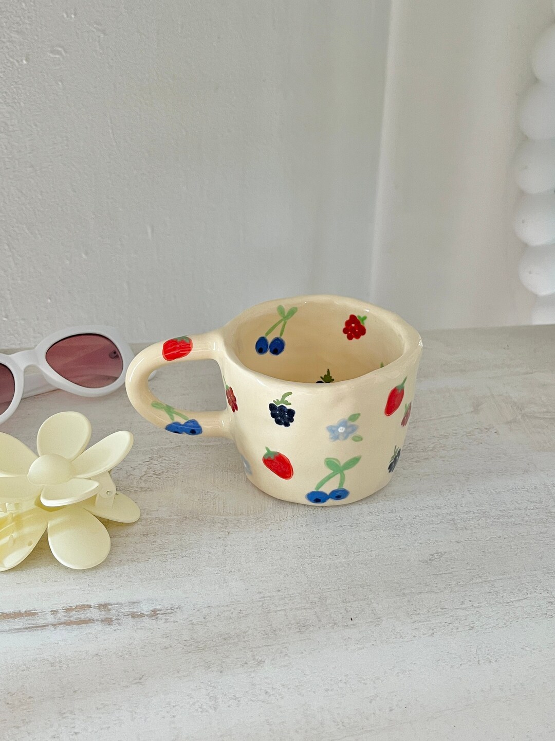 Preorder:summer Berries Handmade Ceramic Mug-handmade Ceramic Mug,fruit ...