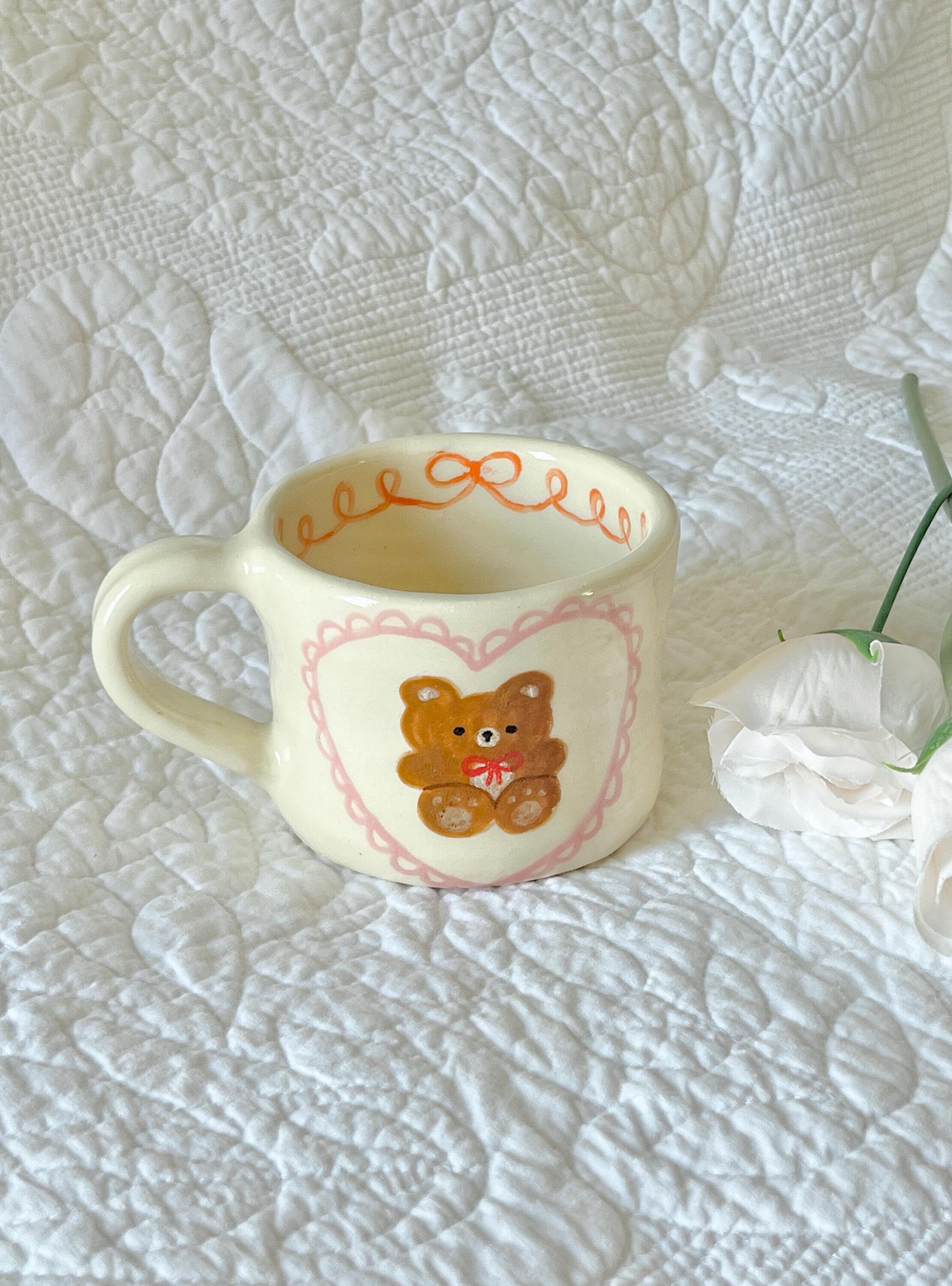 PREORDER: Cutesy Teddy Bear Handmade Ceramic Pottery Mug-teddy Bear Mug ...