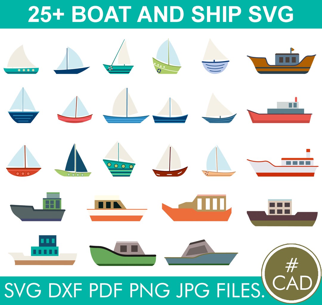 Boat SVG Bundle. Ship SVG Silhouette Files. Kids Ocean Circuit. Sea ...