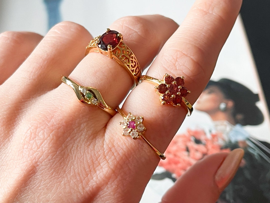 Vintage Rhinestone Rings - Etsy
