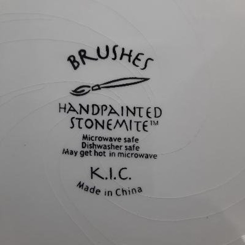 KIC Brushes KIH7 Blue Bricks Mosaic Pattern Dinner Plate Hand Painted ...