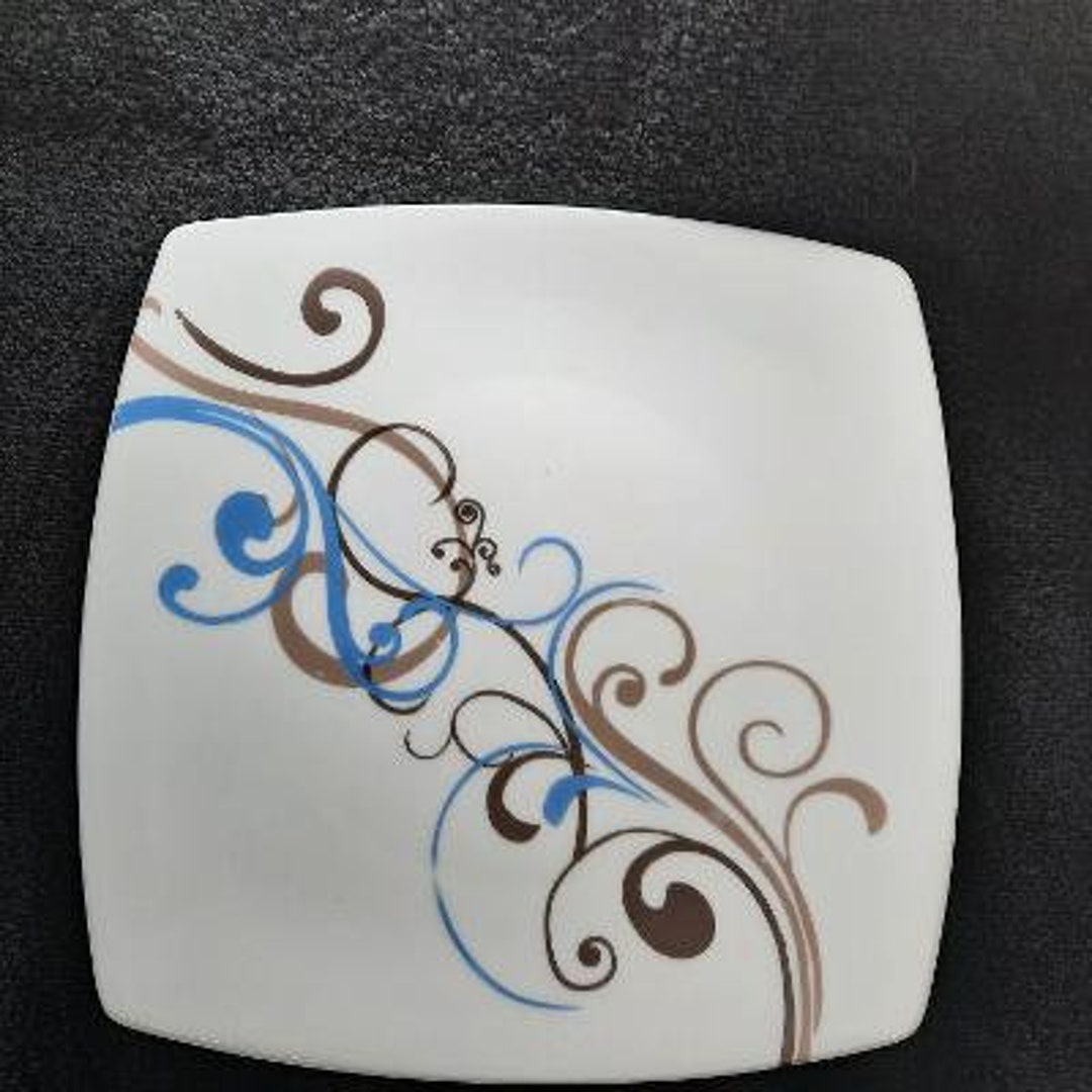 Coventry Porcelain Choco Scroll Pattern Rounded Square Dinner Plate - Etsy