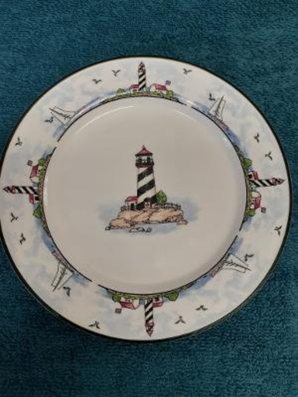 Totally Today Coastal Lighthouse Pattern Salad Plate - Etsy