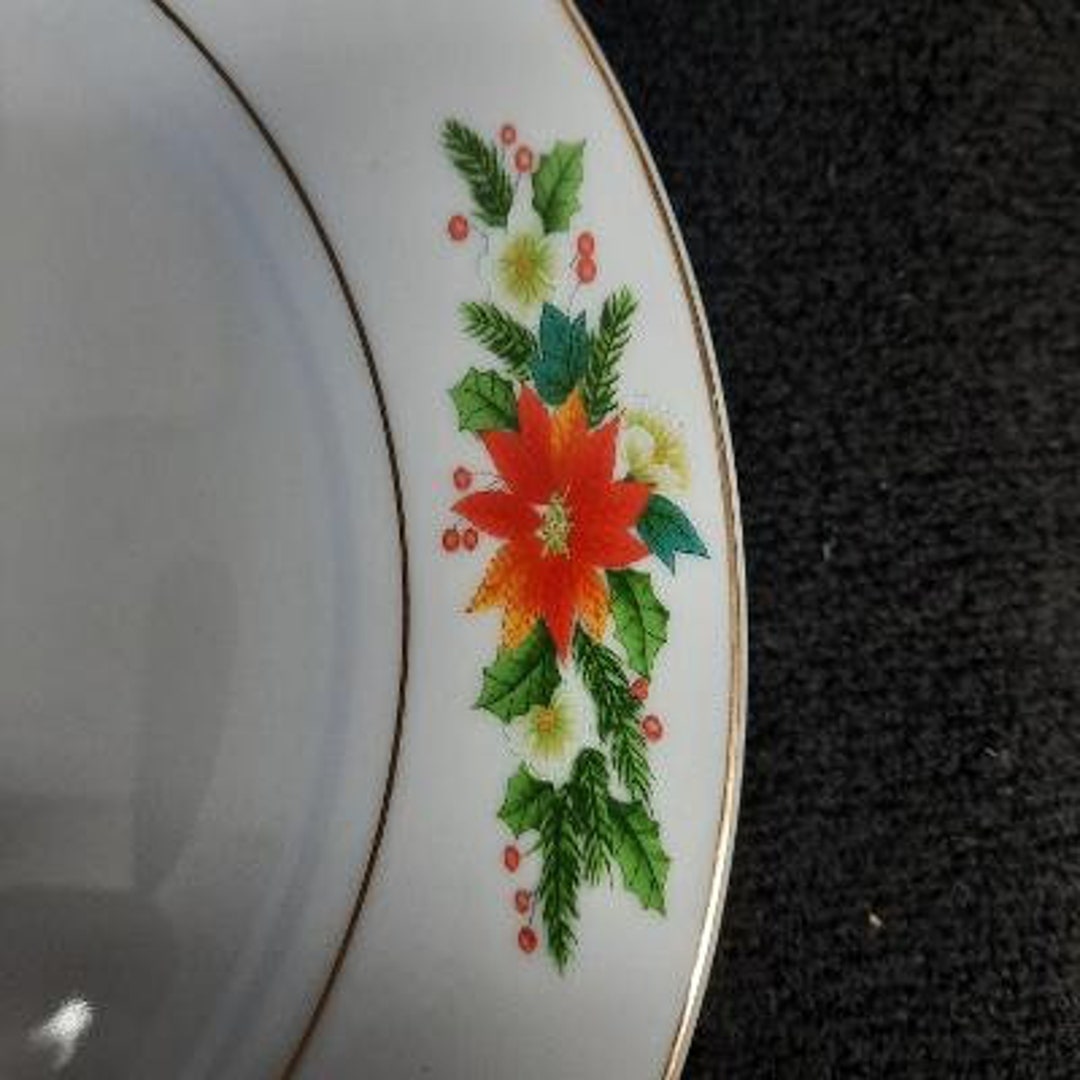 Royal Norfolk RNF15 Poinsettia Pattern Dinner Plate - Etsy