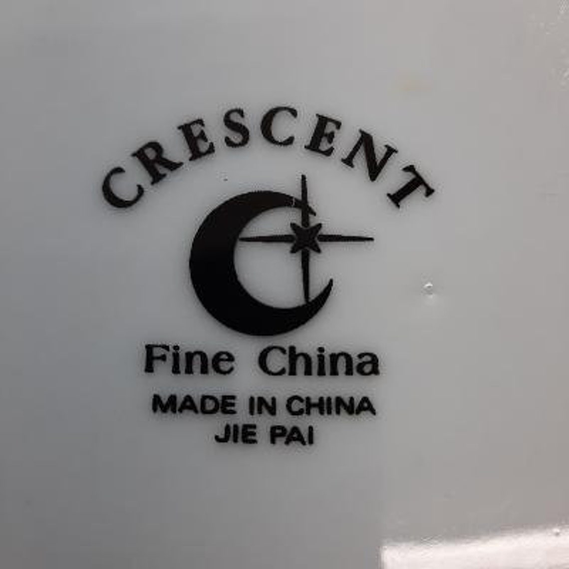 Crescent Fine China CCN4 Floral Pattern 5 Piece Place Setting Platinum ...