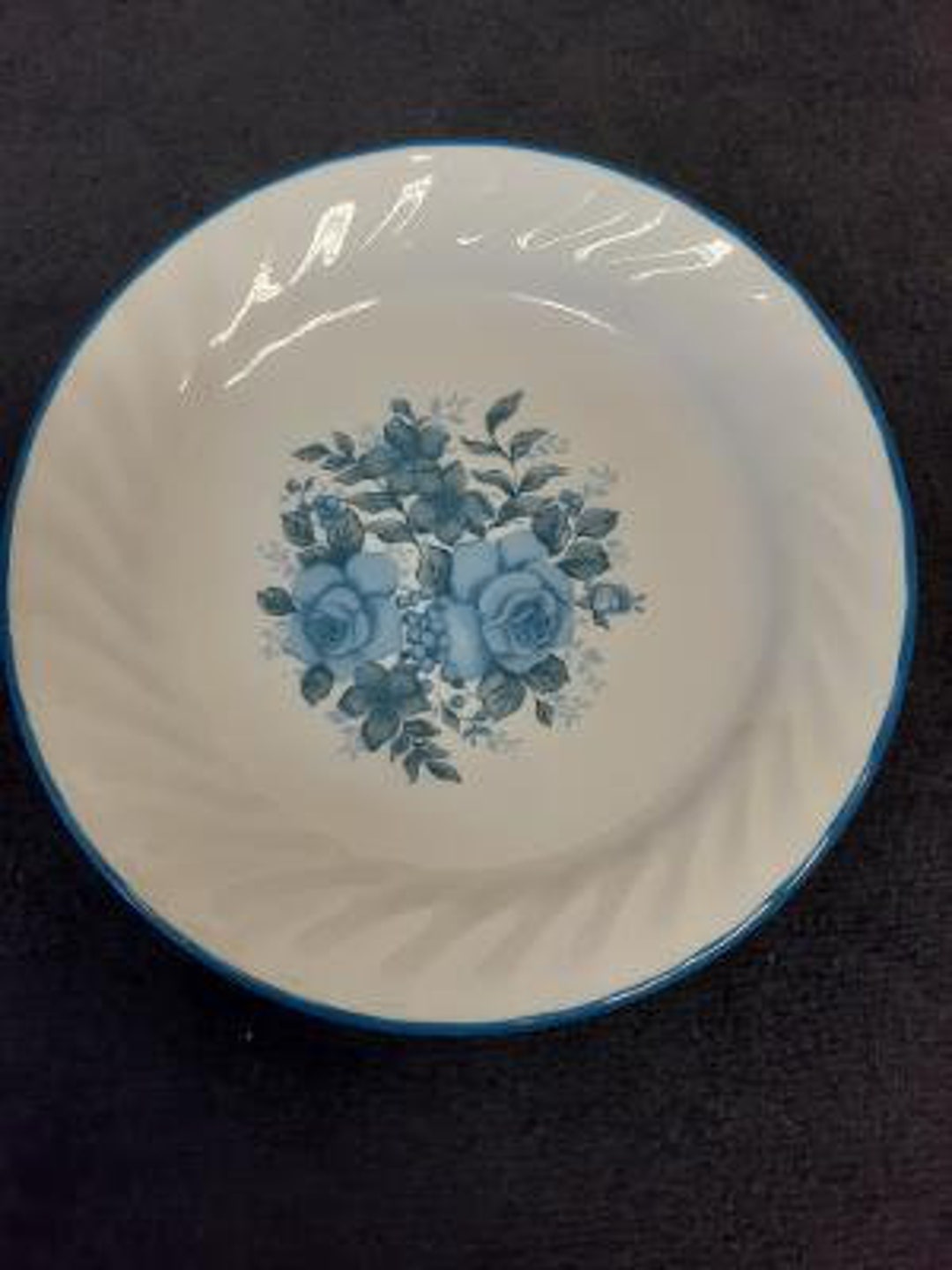 Corelle by Corning Blue Velvet Pattern Embossed Swirl Salad Plate Made ...