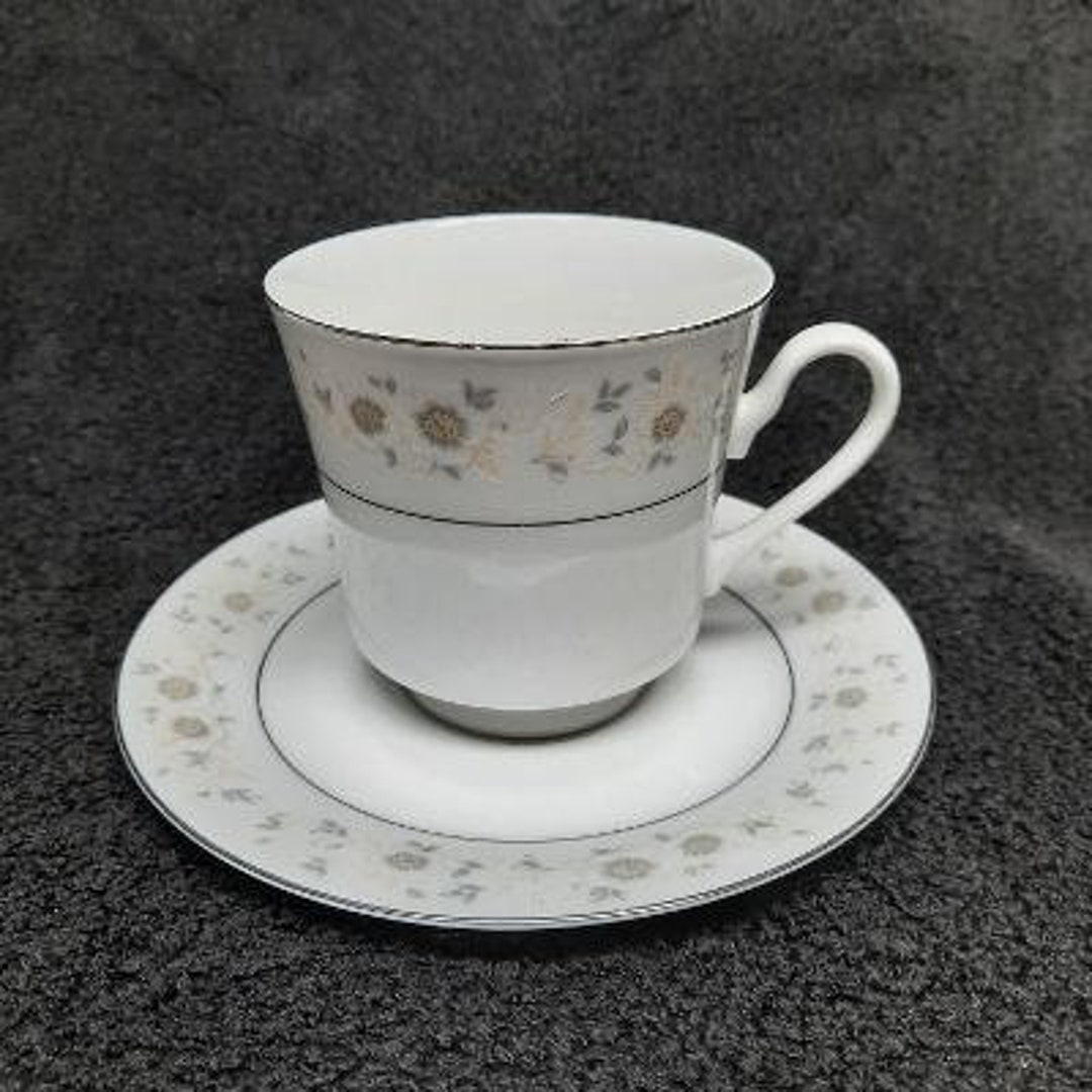 Sango China Antibes Pattern Footed Coffee Cup and Saucer Set - Etsy