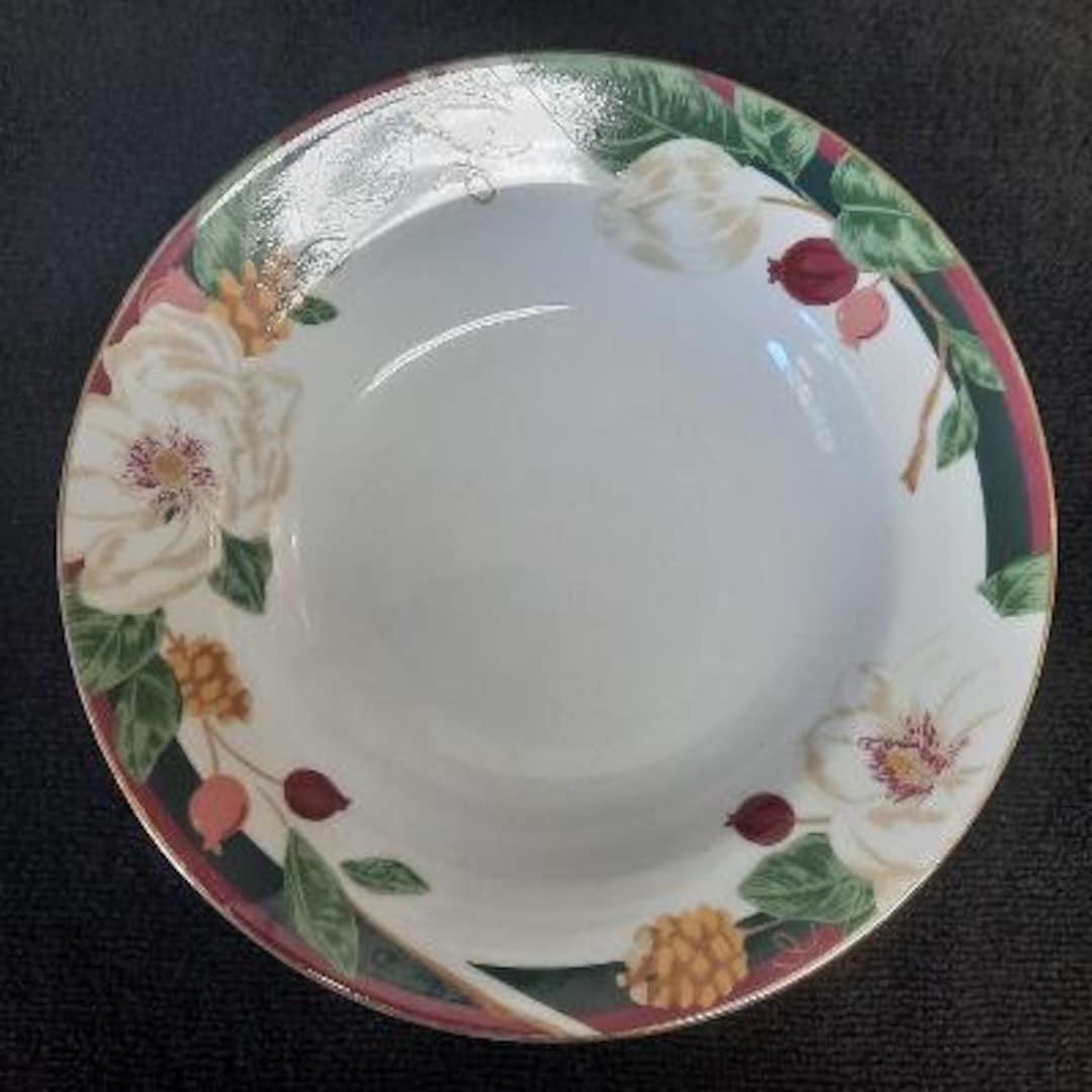 Tienshan Fine China Magnolia Pattern Rimmed Soup Bowl - Etsy