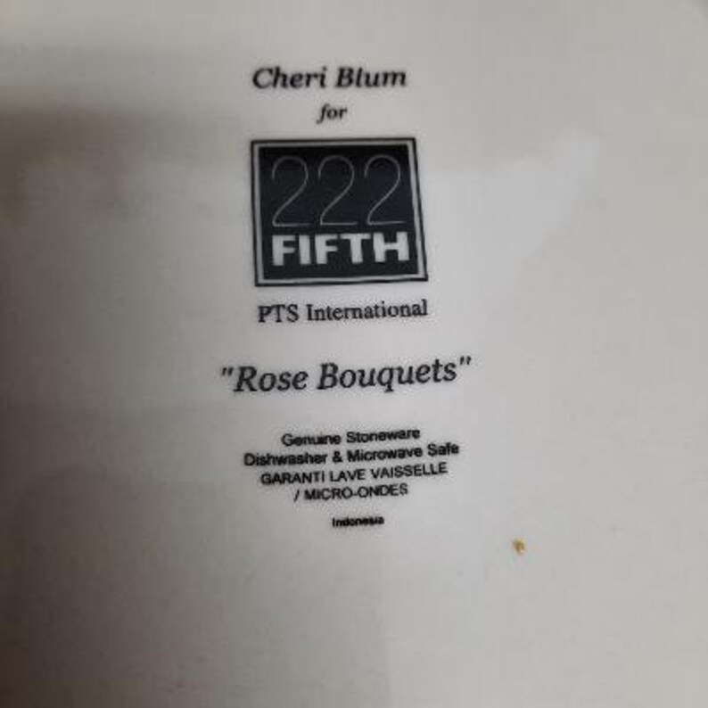 222 Fifth Genuine Stoneware Rose Bouquets Pattern Dinner Plate - Etsy