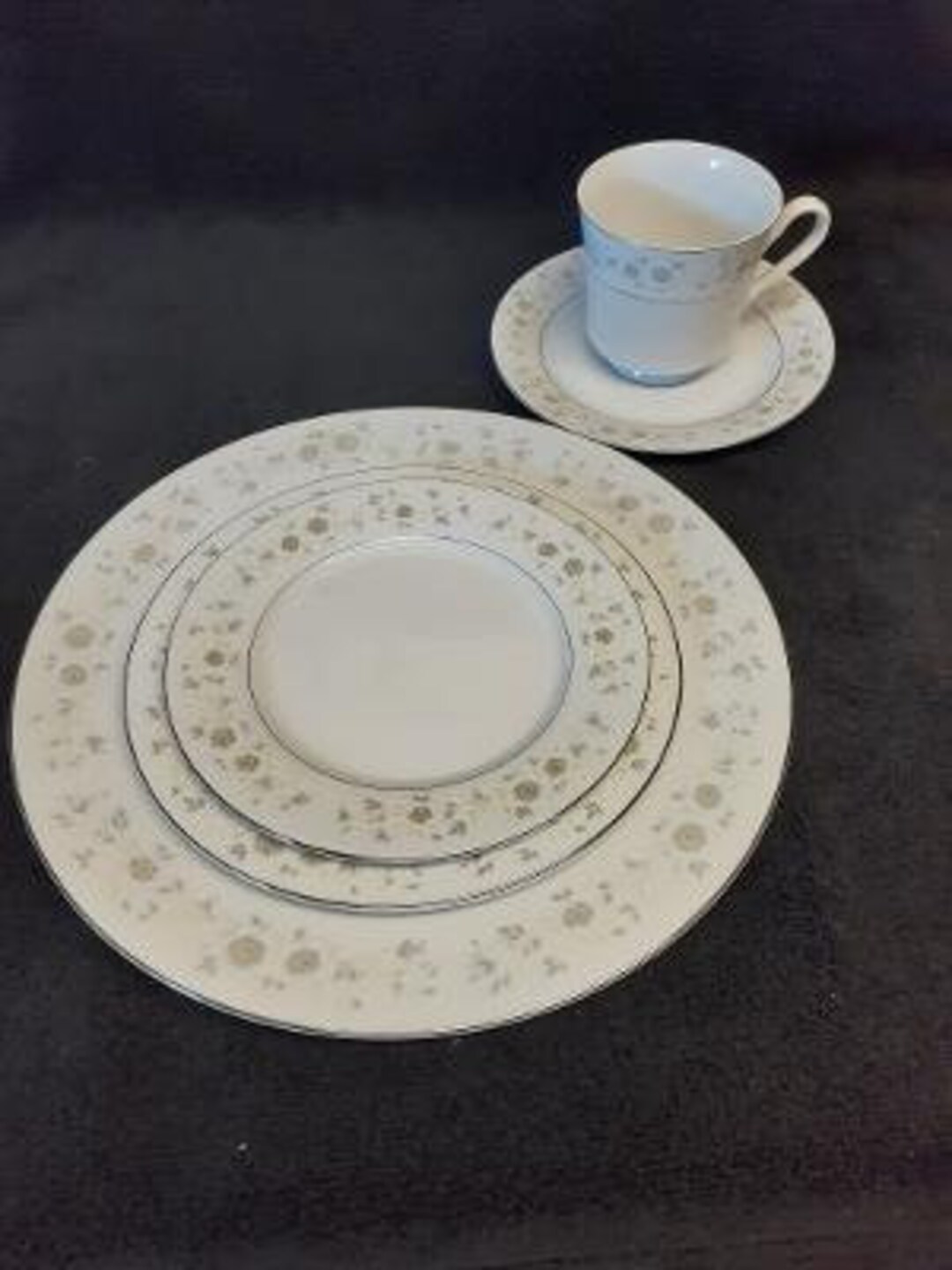 Sango China Antibes Pattern 5 Piece Place Setting Platinum Trim - Etsy