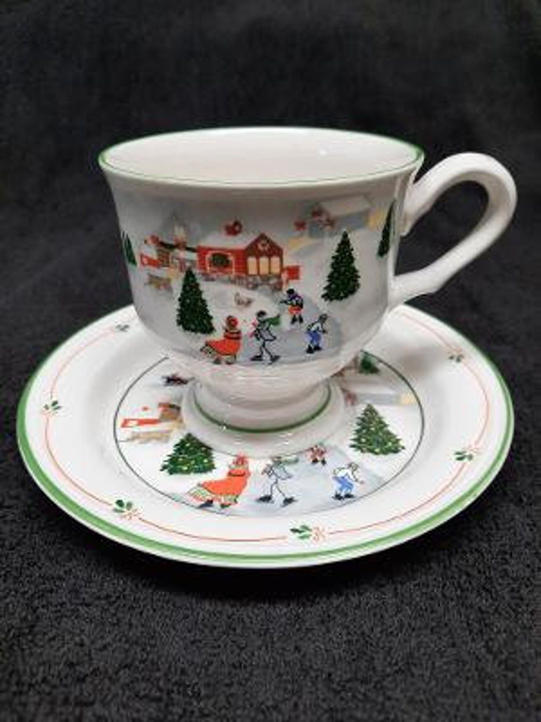 Sango Silent Night Pattern Footed Coffee Cup and Saucer Set Joan Luntz - Etsy