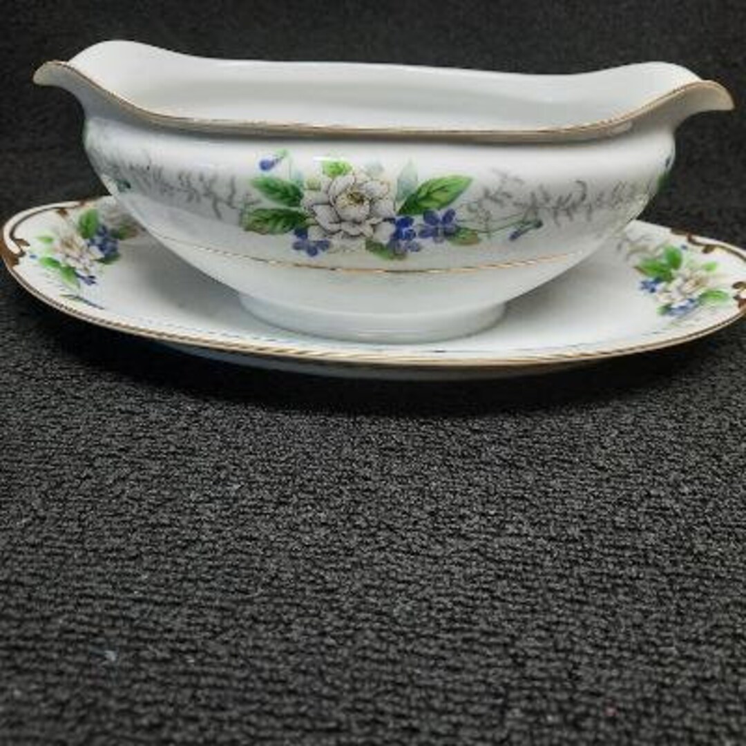 Citadel China Lakeside Pattern Gravy Boat With Attached Underplate Made ...