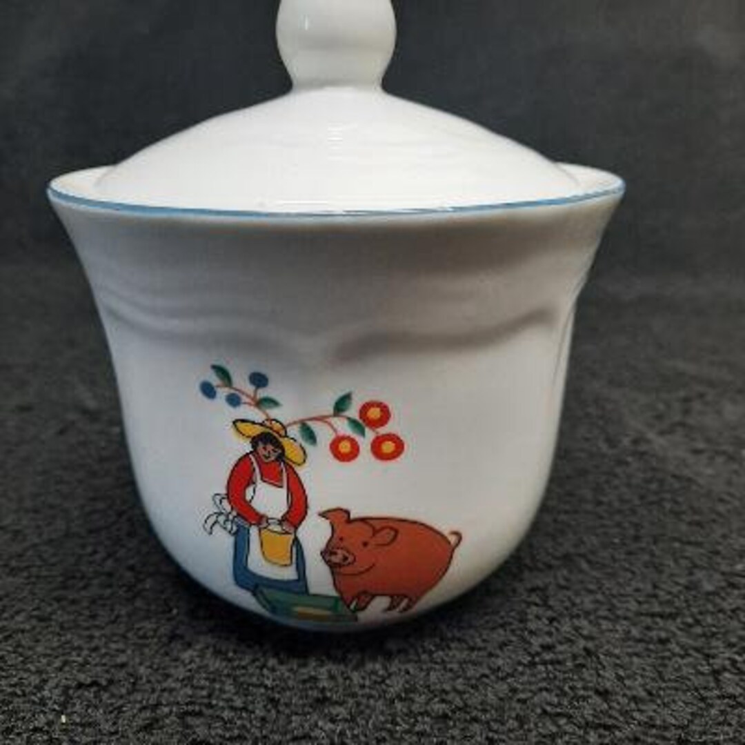 Oneida Genuine Stoneware Farm Friends Pattern Sugar Bowl With Lid - Etsy