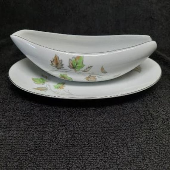 Three Castle China Harvest Time Pattern Gravy Boat With | Etsy