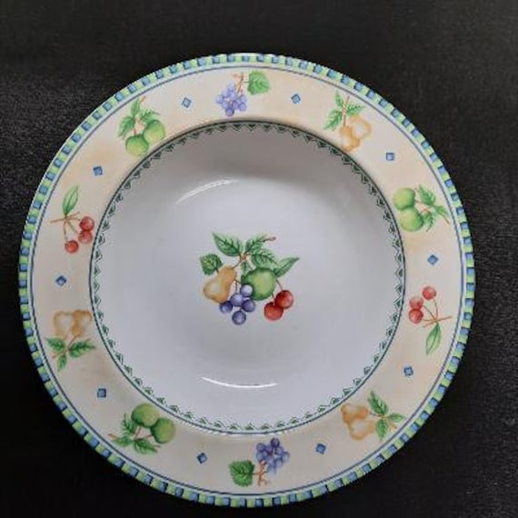 Coventry Genuine Stoneware Orchard Fruits Pattern Rimmed Soup | Etsy