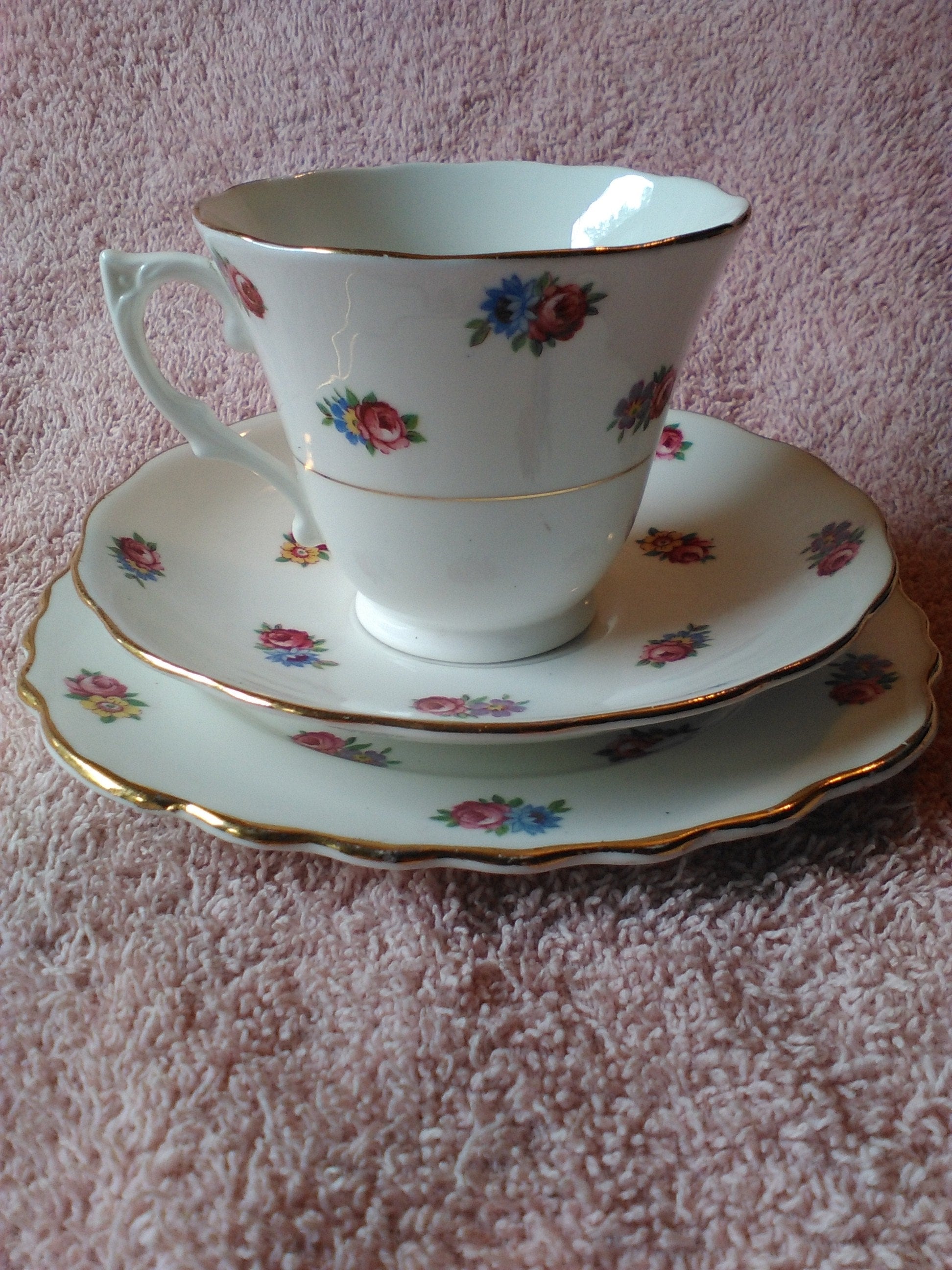 Colclough Bone China 6453 Pattern Tea Cup Saucer and Plate Trio Set - Etsy