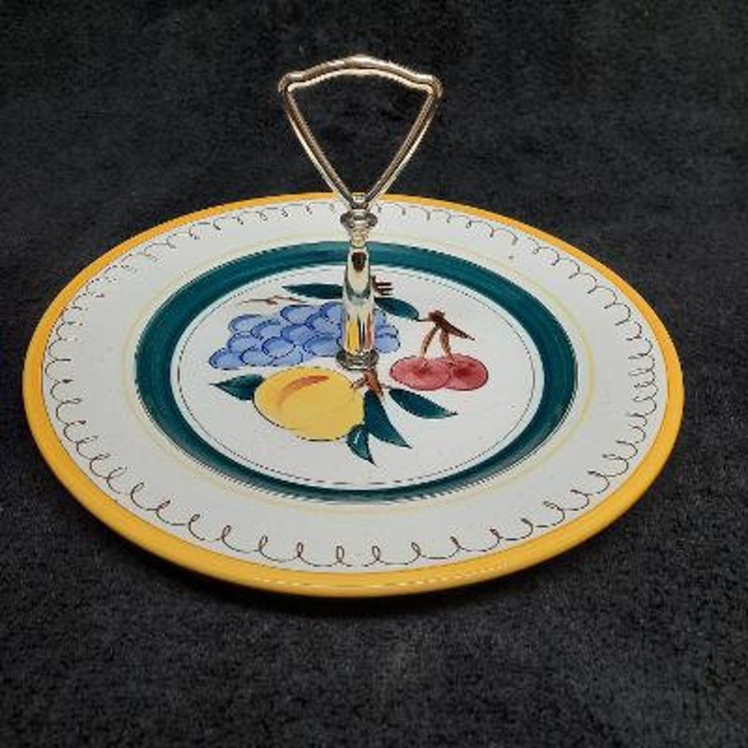 Stangl Pottery Terra Rose Fruit Pattern Round Serving Plate With Handle ...