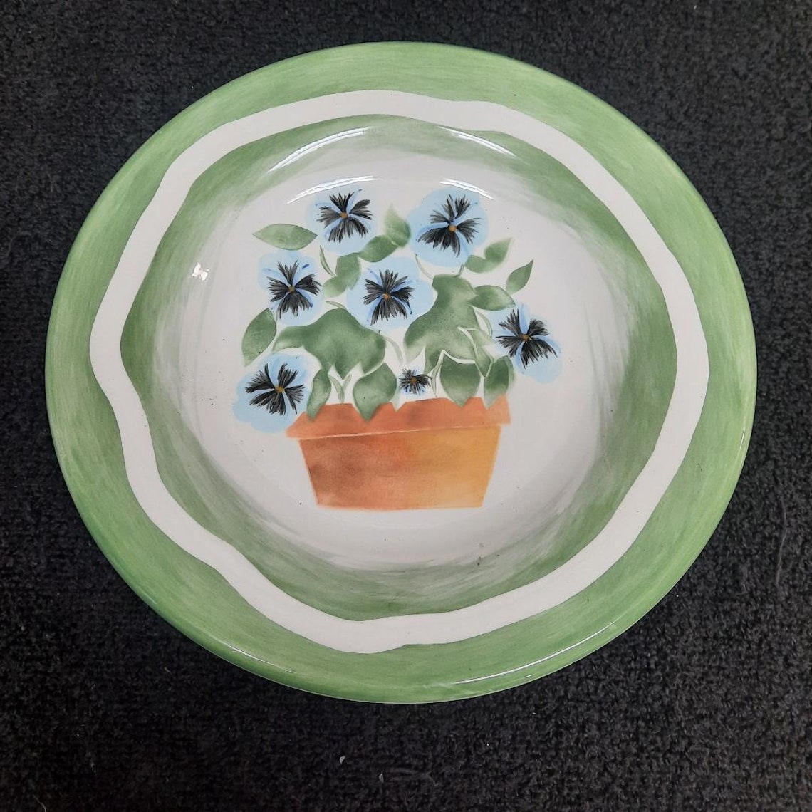 Tabletops Unlimited Hand Painted Collection Pansies Pattern Salad Plate ...