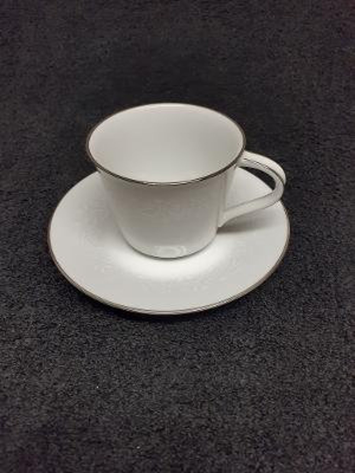 Noritake Reina Pattern Coffee Cup and Saucer Set Platinum Trim - Etsy