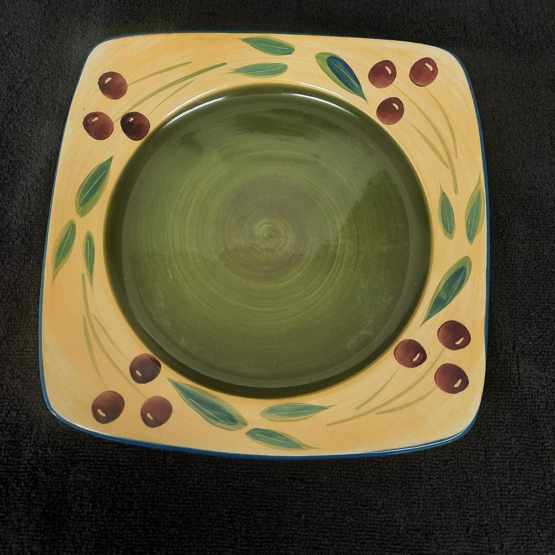 Maxam Sonoma Hand Painted Tuscan Olive Green Pattern Dinnerware Pieces ...