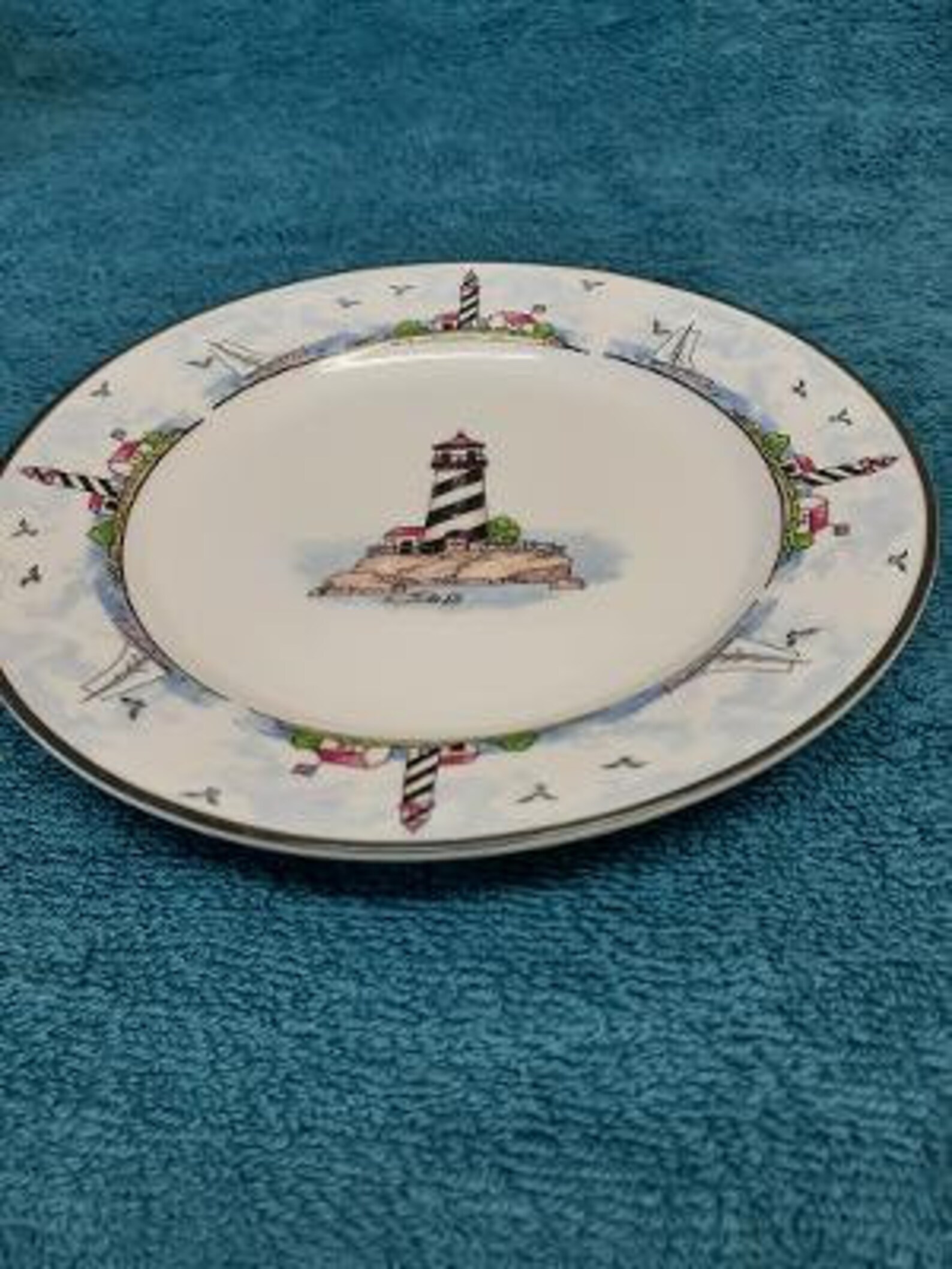 Totally Today Coastal Lighthouse Pattern Salad Plate - Etsy