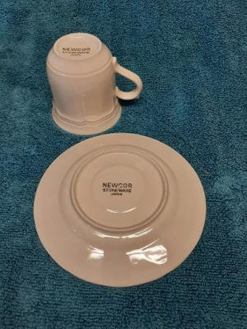 Newcor Stoneware New Port Pattern Coffee Cup and Saucer Set | Etsy