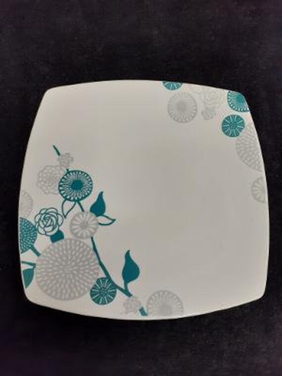Coventry Porcelain Gia Turquoise Pattern Rounded Square Dinner - Etsy