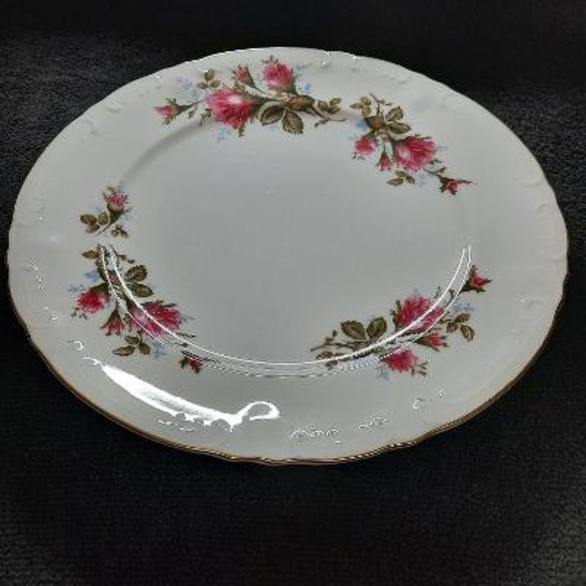 Fine China of Japan Royal Rose Pattern Dinner Plate Embossed Moss Rose ...