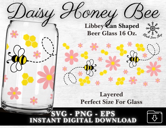 Daisy Honey Bee Glass Wrap Svgbee Svgcoffee Svglibbey 16 Oz | Etsy