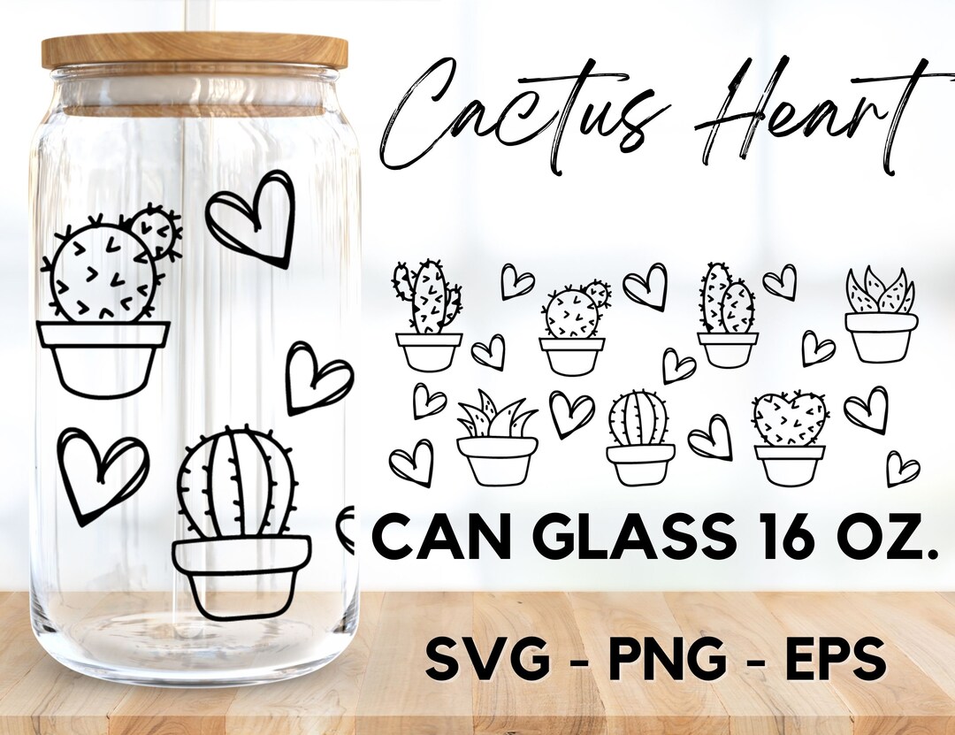 Cactus Heart Glass Wrap Svgcactus Svg Cactus Glass - Etsy