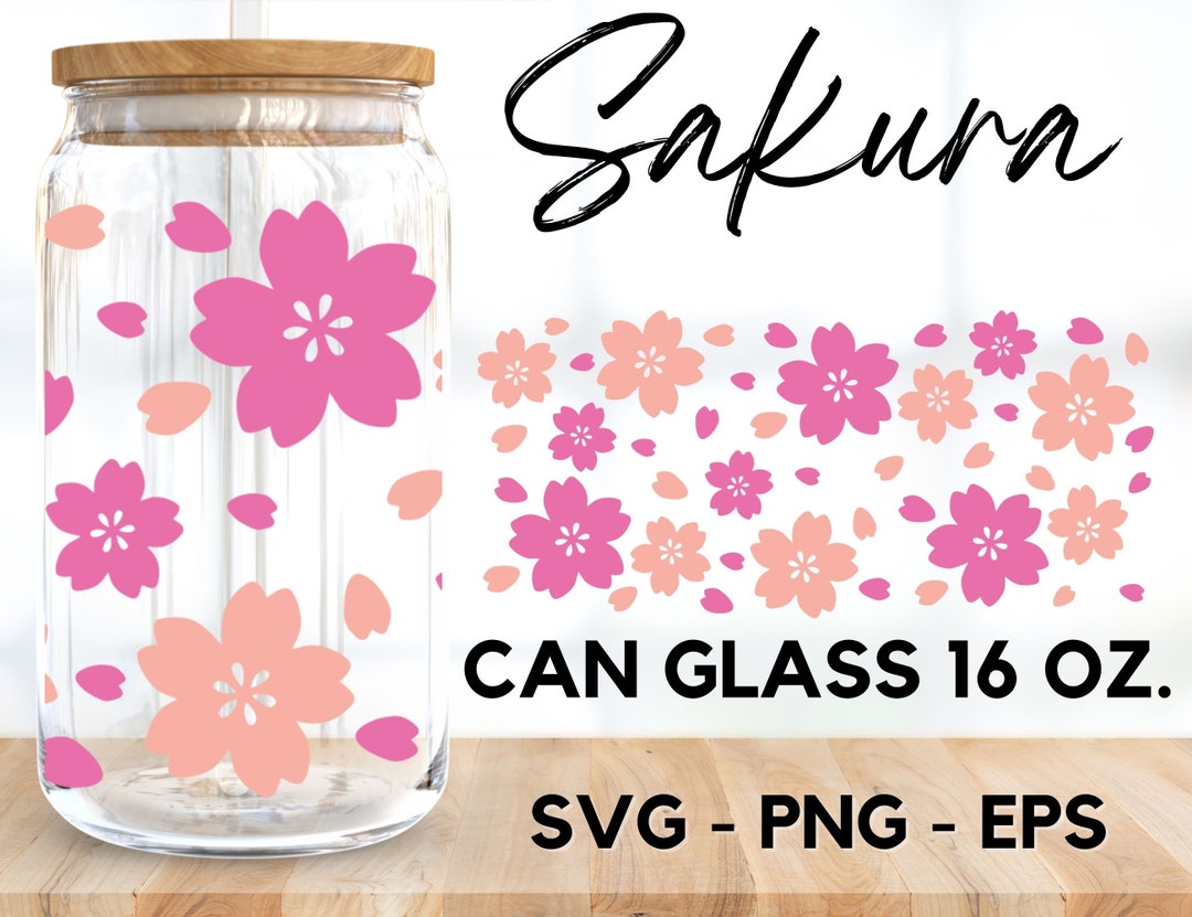 Sakura Glass Wrap Svgwildflower Flower Svglibbey 16 Oz - Etsy