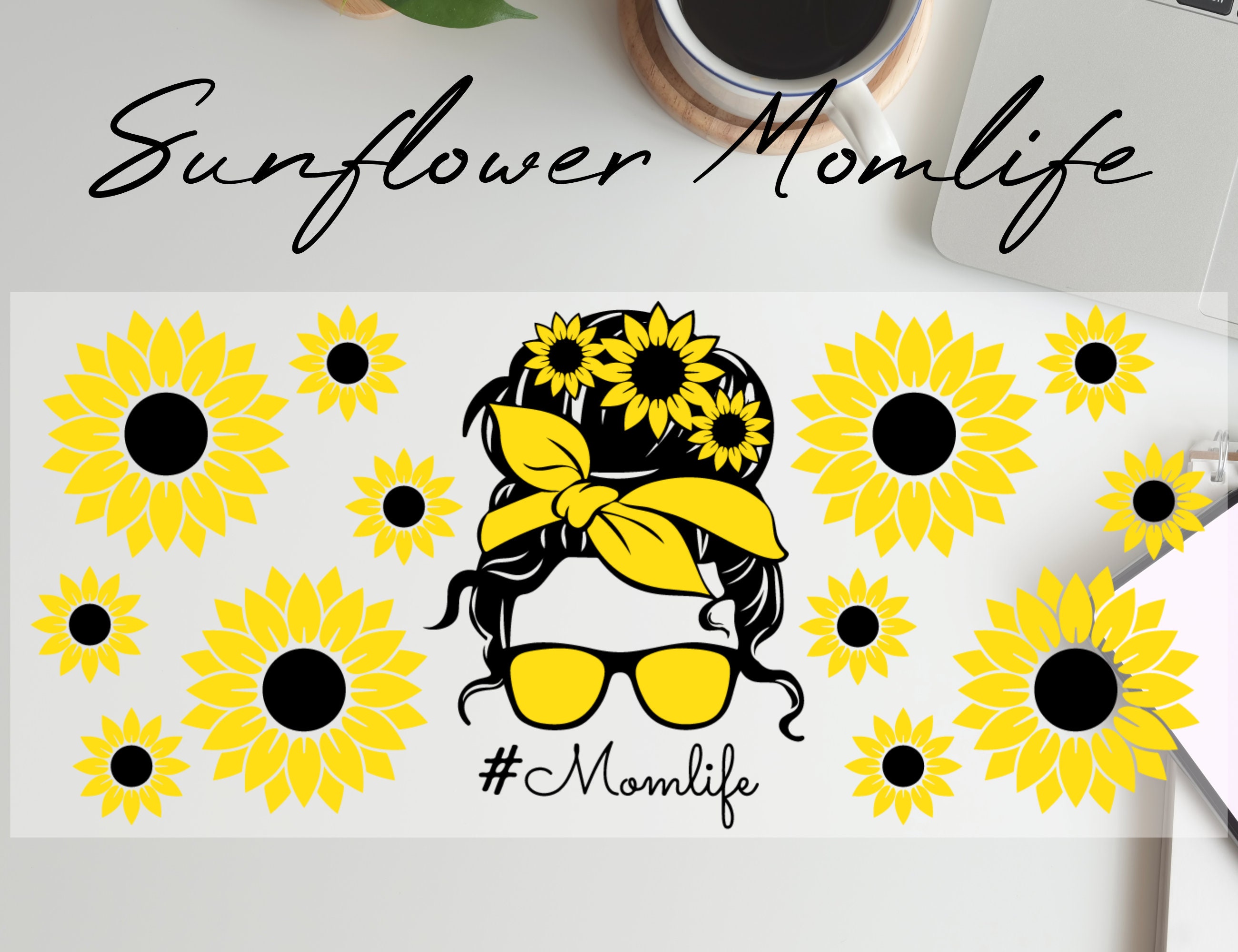 Sunflower Mom Life Glass Wrap Svg Sunflower Glass Svglibbey - Etsy