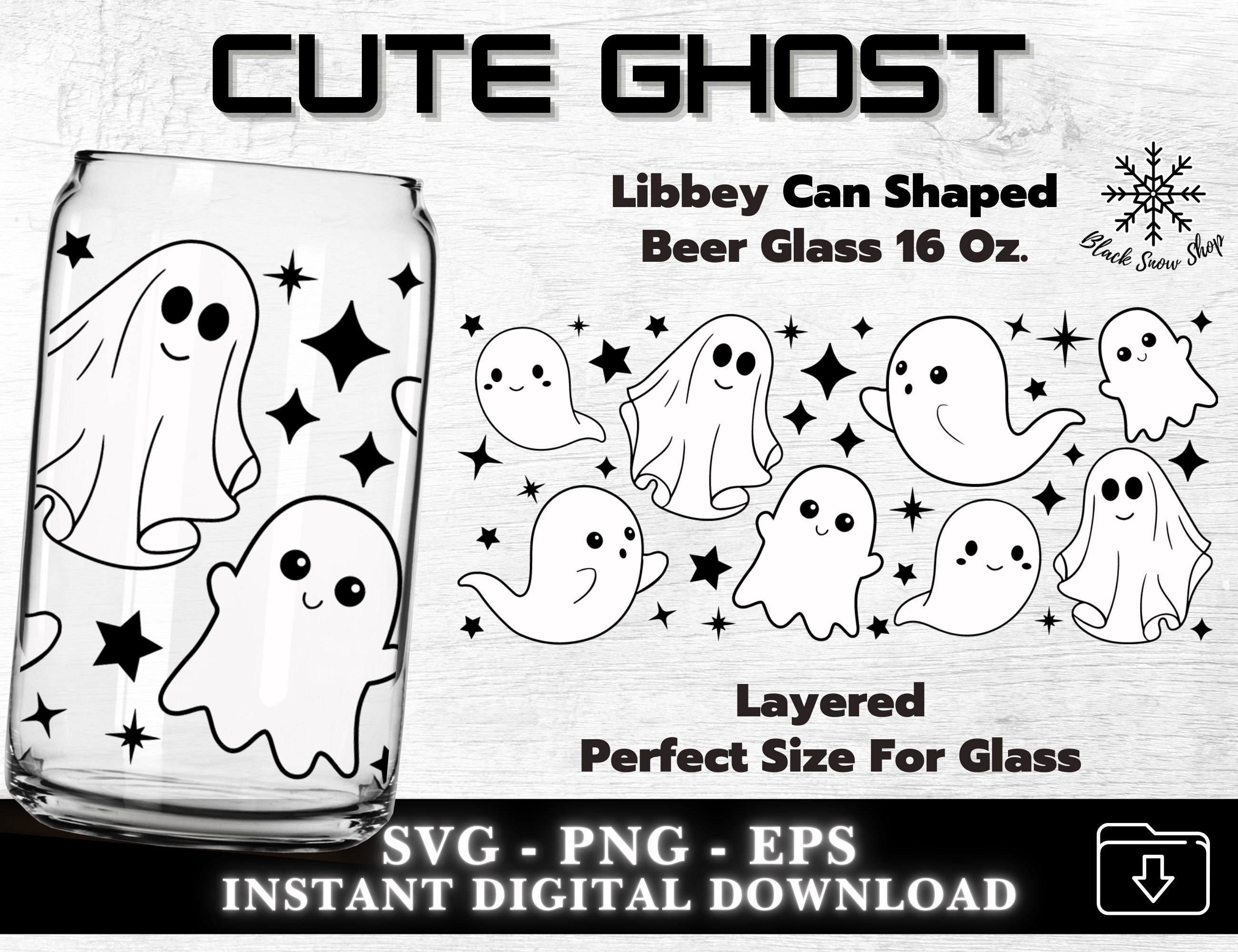 Cute Ghost Wrap Svgghost Svghalloween Svglibbey 16 Oz Beer | Etsy