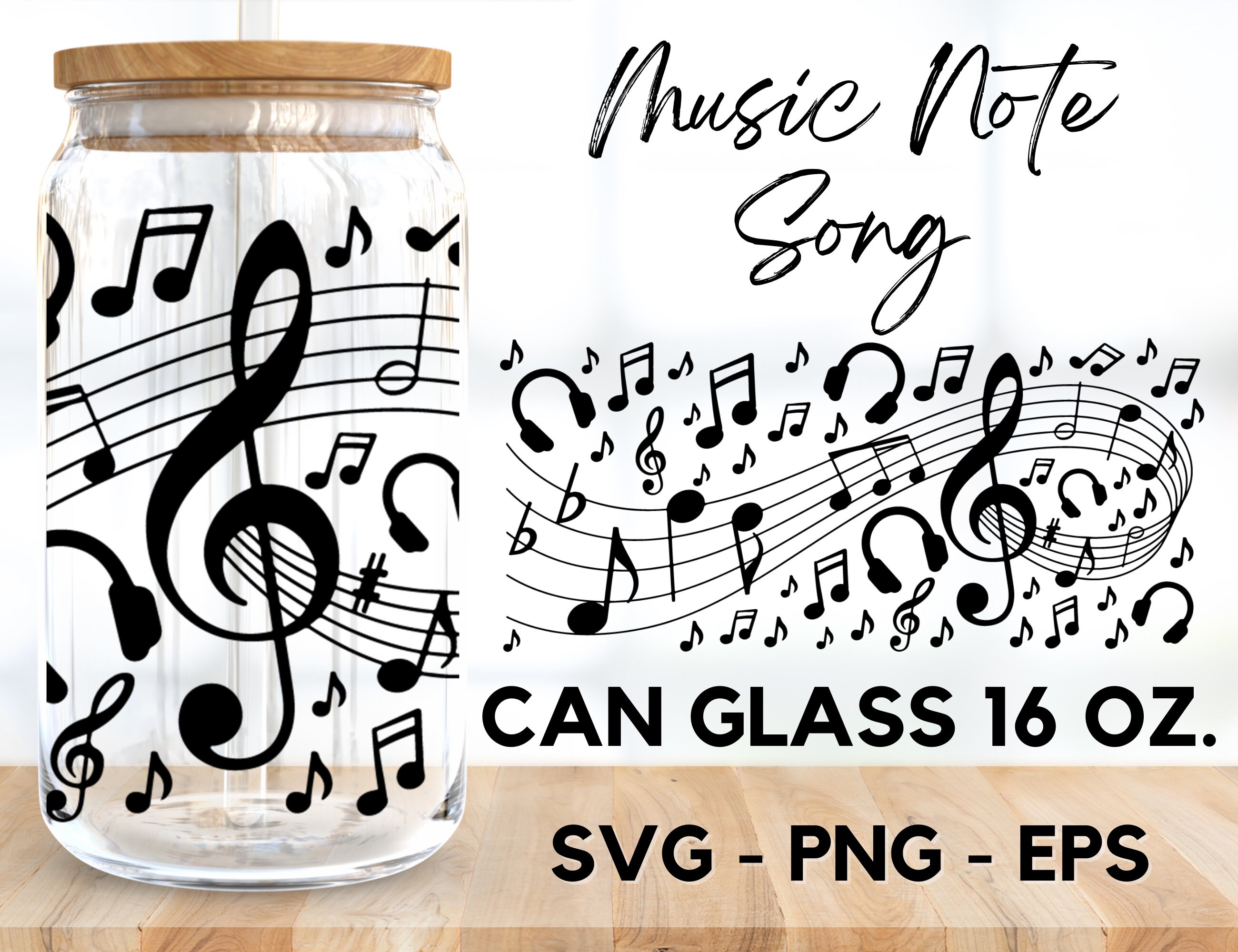 Music Note Song Can Glass Wrap Svgmelody Svgmusic Svglibbey - Etsy