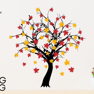 Fall Tree Svg,fall Shirt Svg ,blowing Leaves Svg,autumn Tree Clipart ...